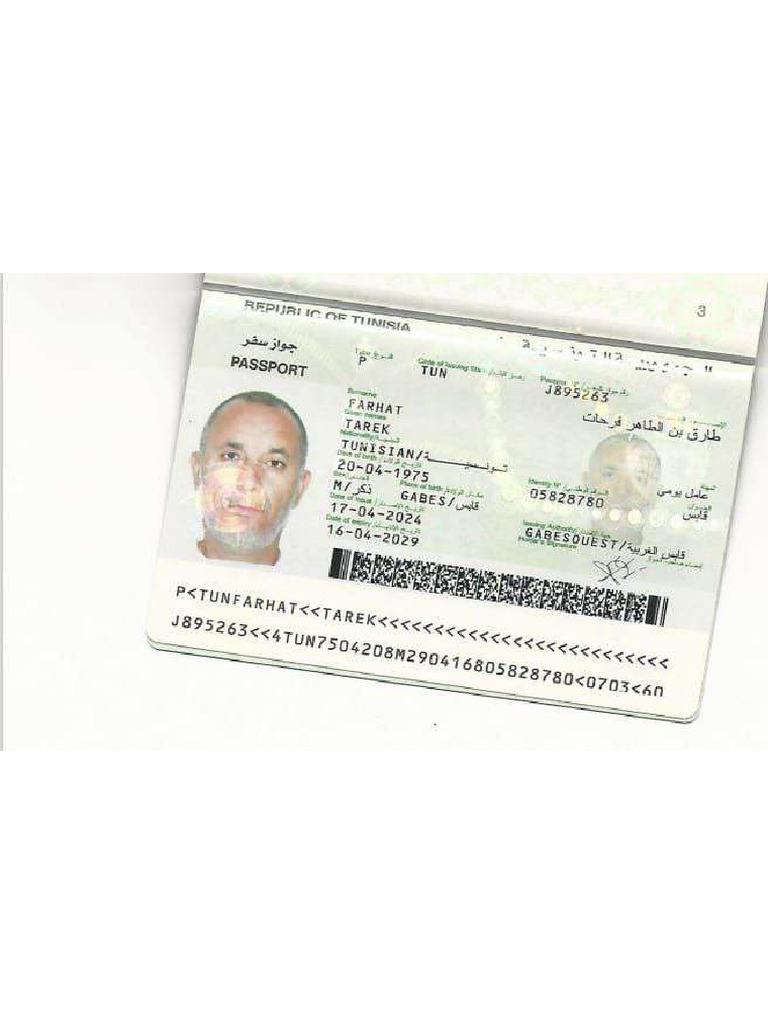 Passport Copy of Farhat Tarek - Pipeline Supervisor | PDF