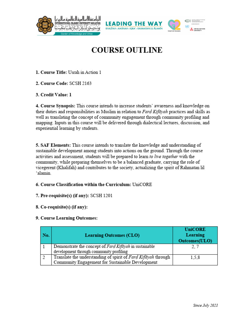 SCSH 2163 Course Outline | PDF