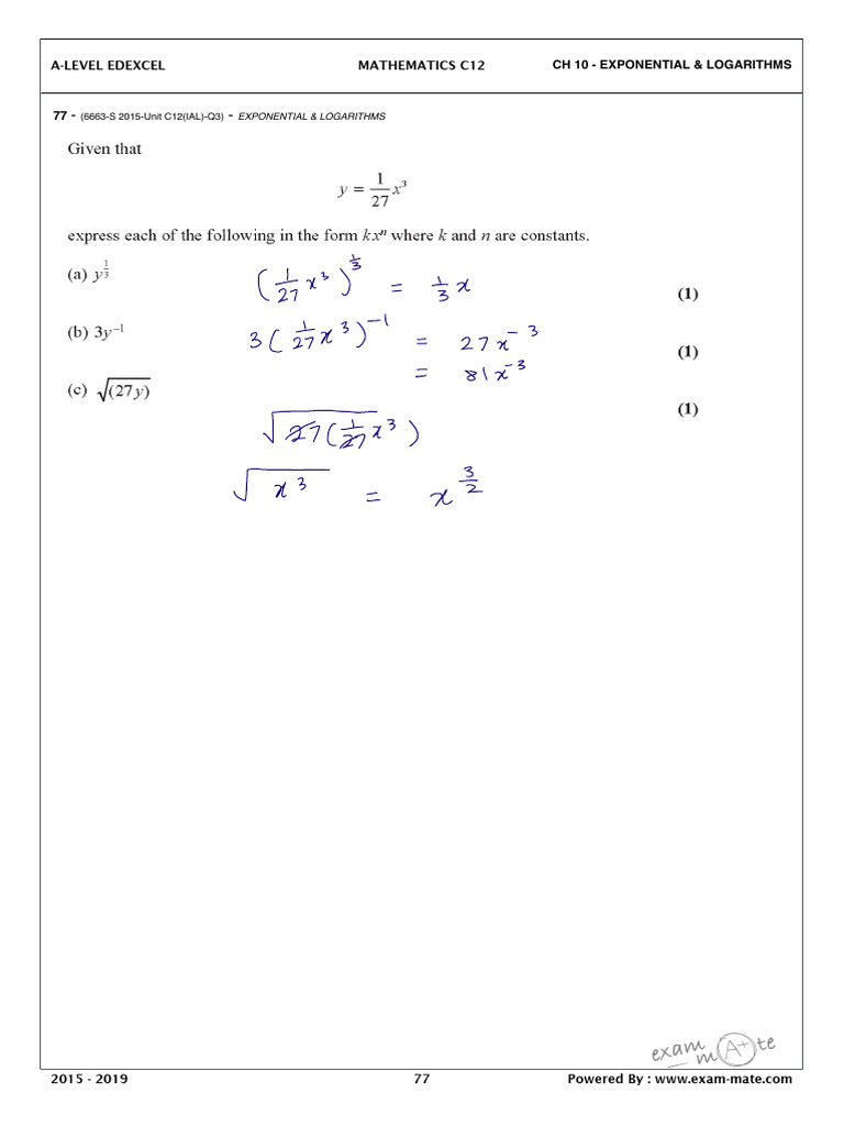 Exponential and Log Past Year | PDF | Discrete Mathematics | Functions And Mappings
