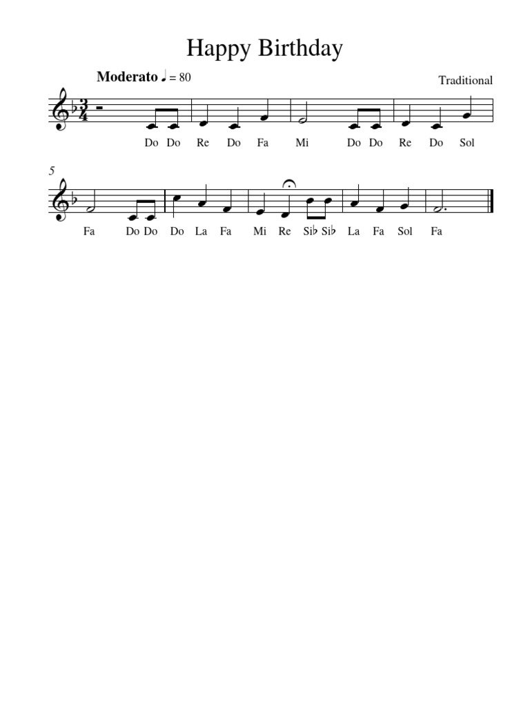 Happy Birthday Traditional Piano Level 2 | PDF