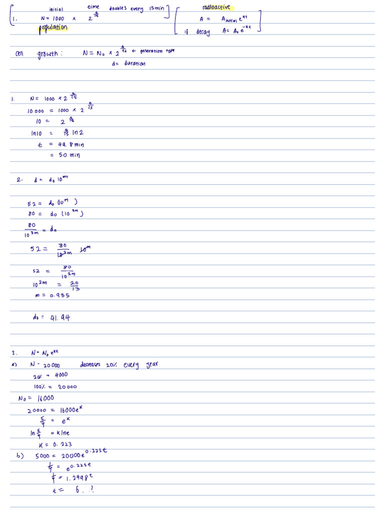 Cell Growth And Population Decay Analysis Pdf