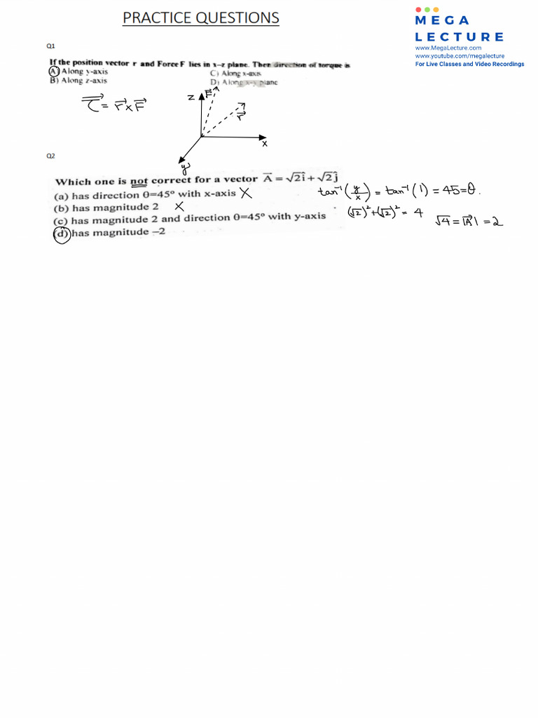 NET Physics Vectors and Equilibrium Questions | PDF