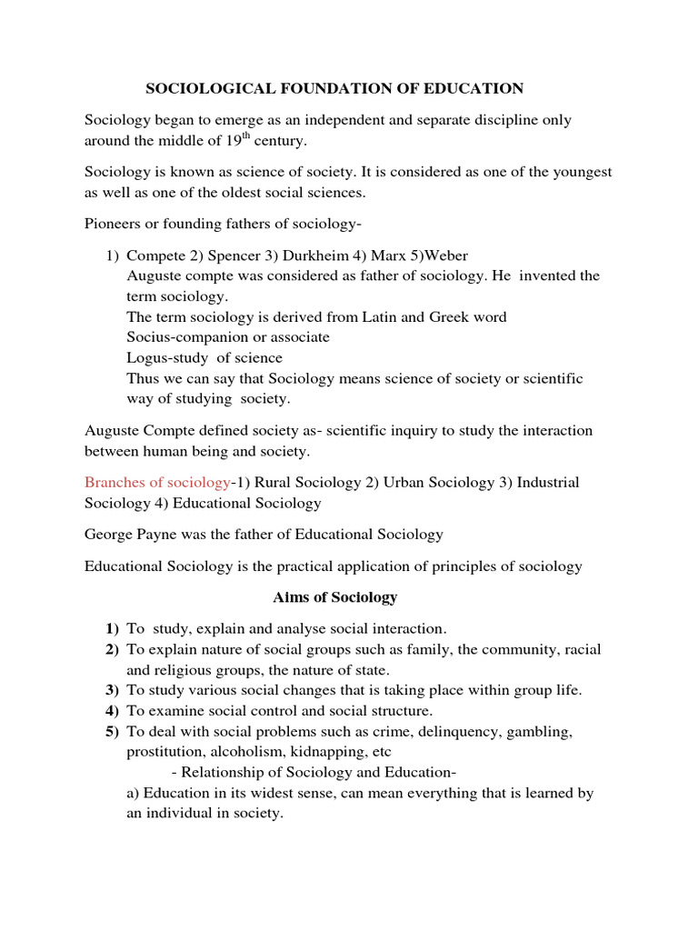 Sociological Foundation of Education | PDF | Sociology | Society