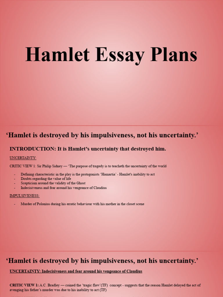 Hamlet Essay Plans | PDF | Hamlet | Ghosts