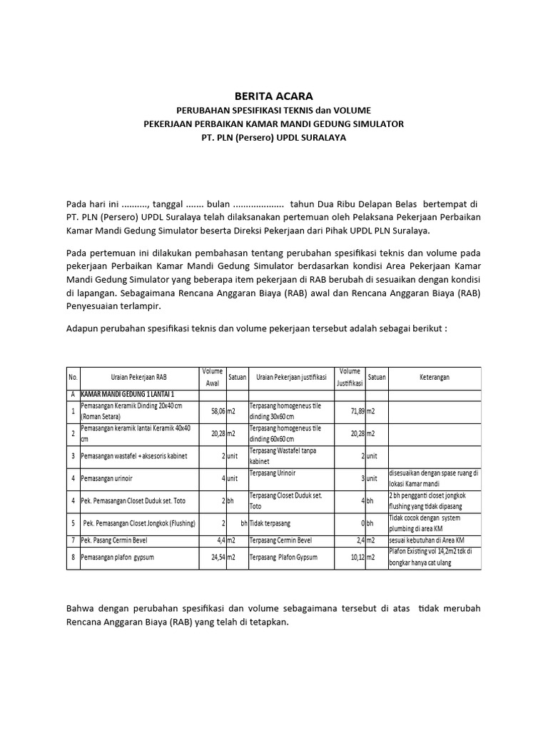 Berita Acara KM GD Simulator | PDF