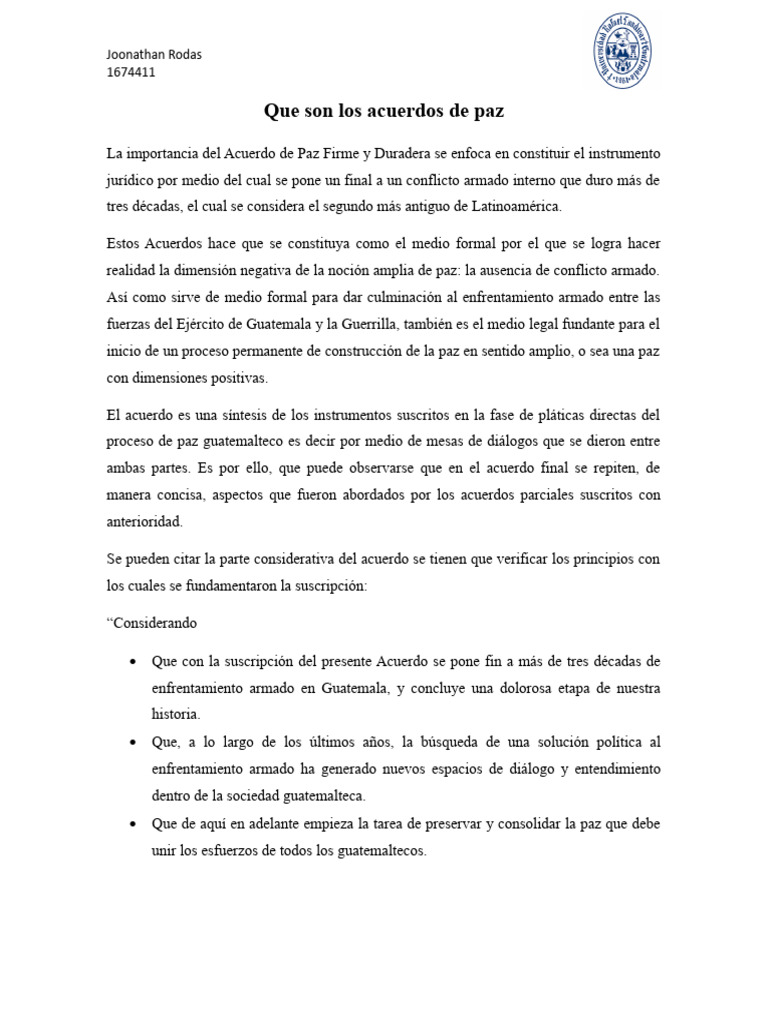 Que Son Los Acuerdos de Paz | PDF | Guatemala | Paz Que Son Los Acuerdos de Paz | PDF | Guatemala | Paz