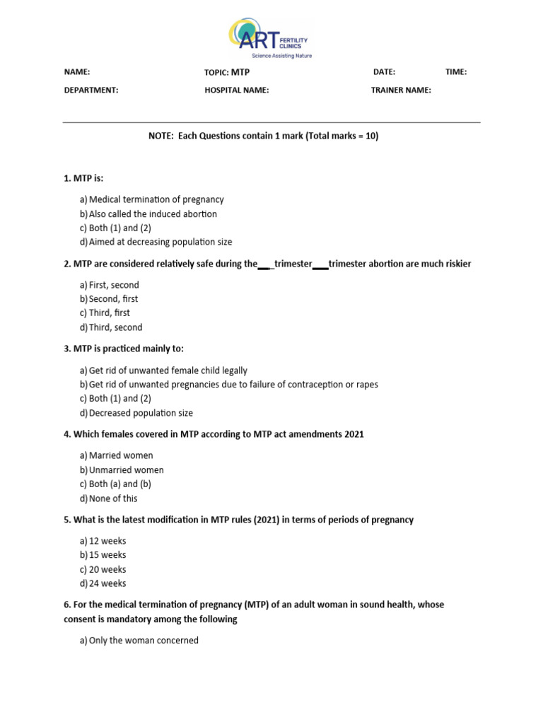 MTP Quiz: Key Facts and Regulations | PDF