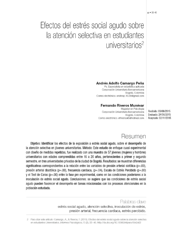 Vista de Efectos Del Estrés Social Agudo Sobre La Atención Selectiva en ...