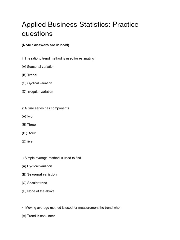 Applied Business Statistics MCQs | PDF | Cost Of Living | Income