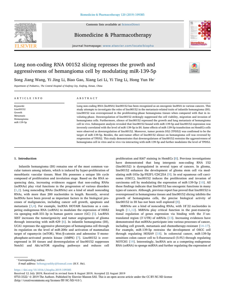 Wang 2019 | PDF | Micro Rna | Gene Expression