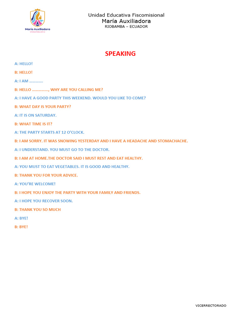 Speaking 7th A-B | PDF | Religion & Spirituality | Lifestyle