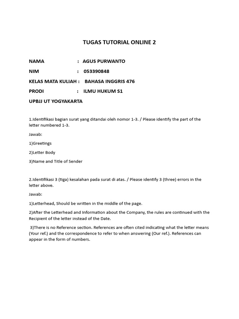 Jawaban Tugas Tuton 2. | PDF