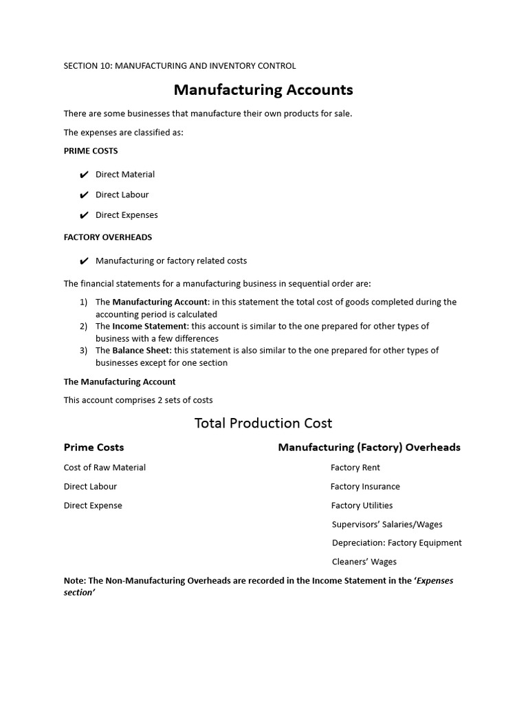 Revision Note - Section 10 | PDF | Balance Sheet | Management Accounting