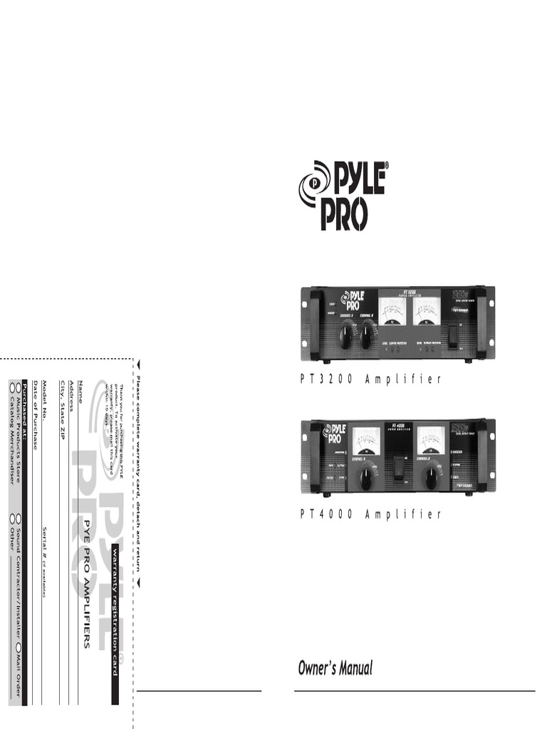 PT4000 - Manuals | PDF | Amplifier | Loudspeaker