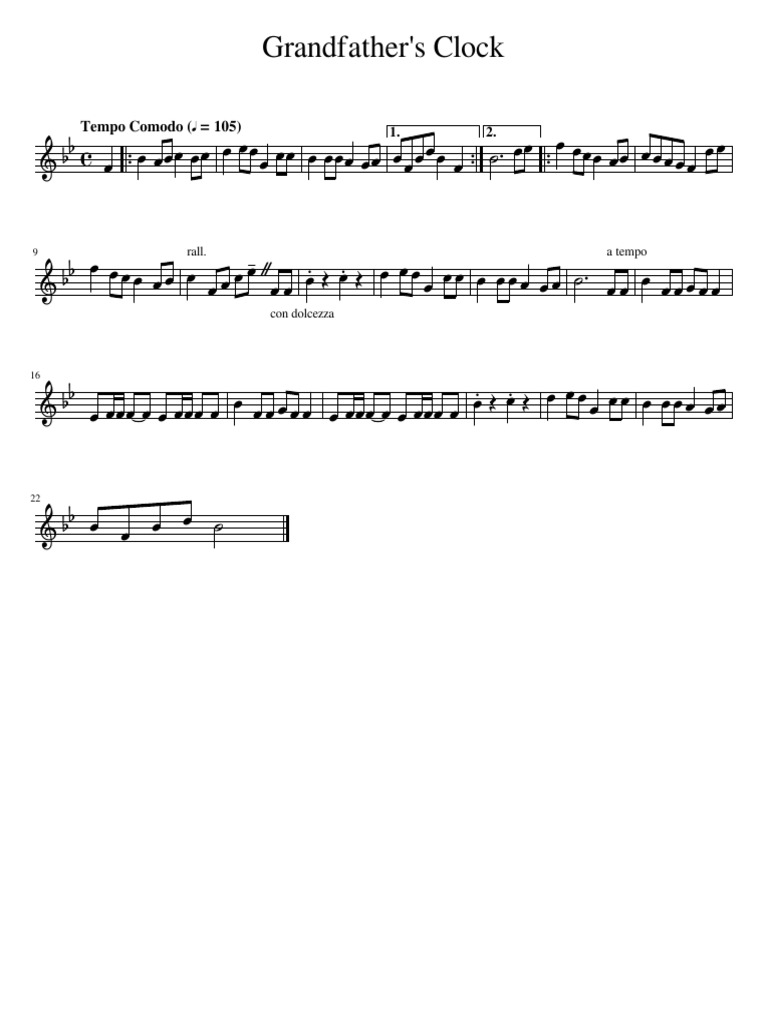 Grandfather's Clock Sheet Music | PDF