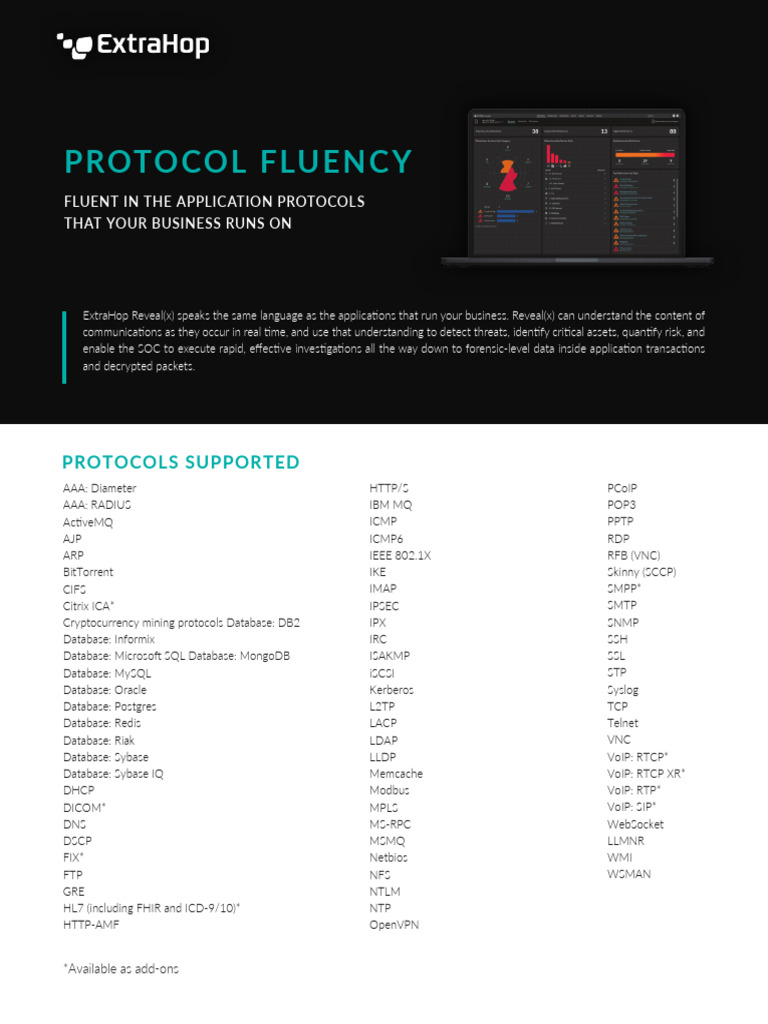 ExtraHop Reveal(x) Protocol Fluency Overview | PDF | Databases | Active ...