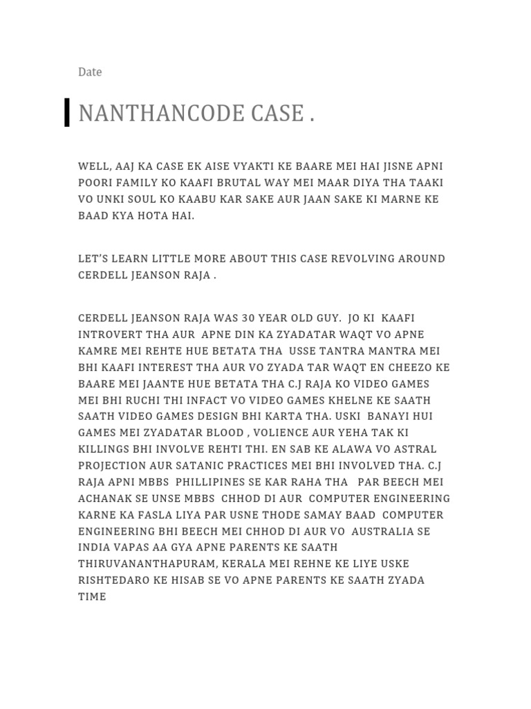 Nanthancode Case | Download Free PDF | Human Diseases And Disorders ...