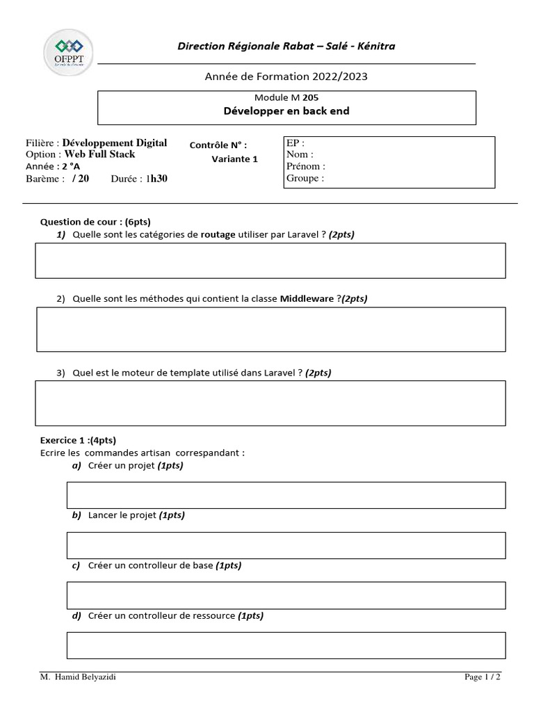 CC1 M205 Programmer en Backend V1 | PDF | Internet | Internet et Web