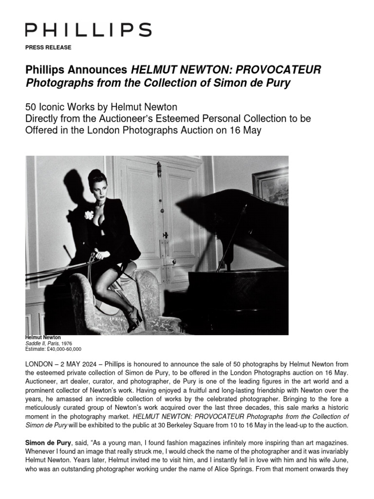 Phillips Announces HELMUT NEWTON PROVOCATEUR Photographs From The ...