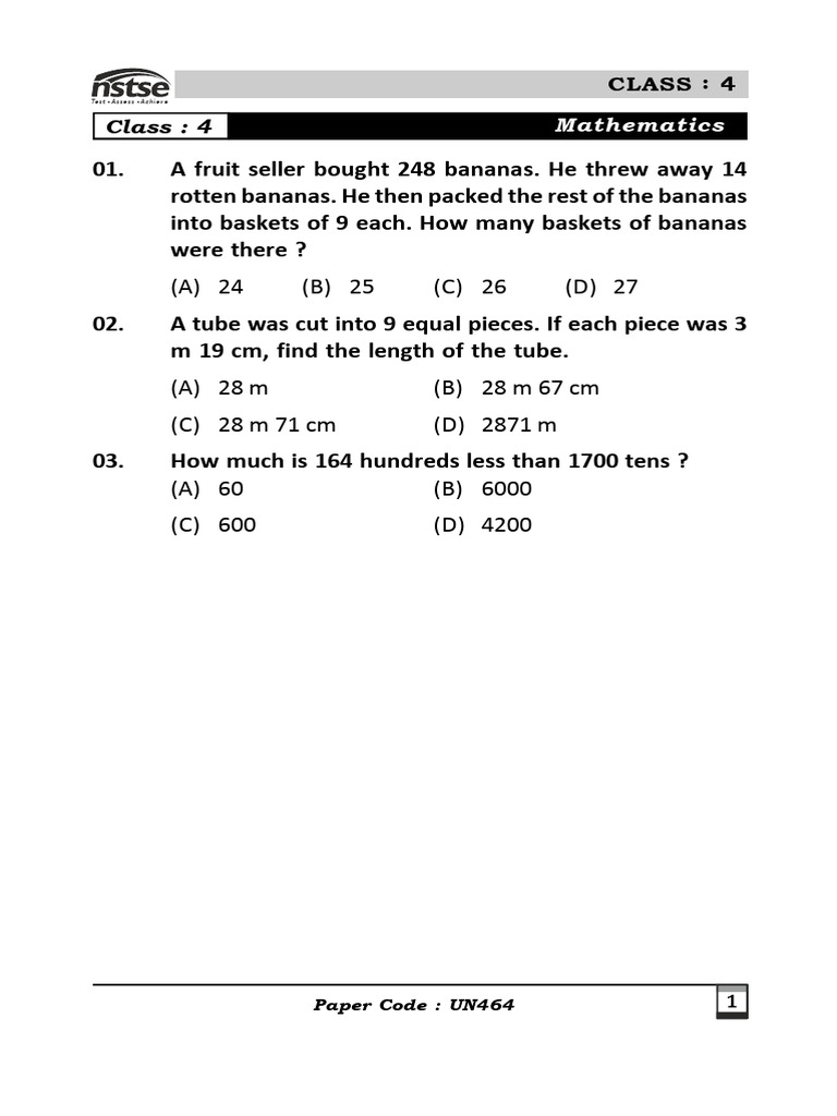 CL 4 NSTSE-2021-Paper 464 | PDF | Breathing | Sun