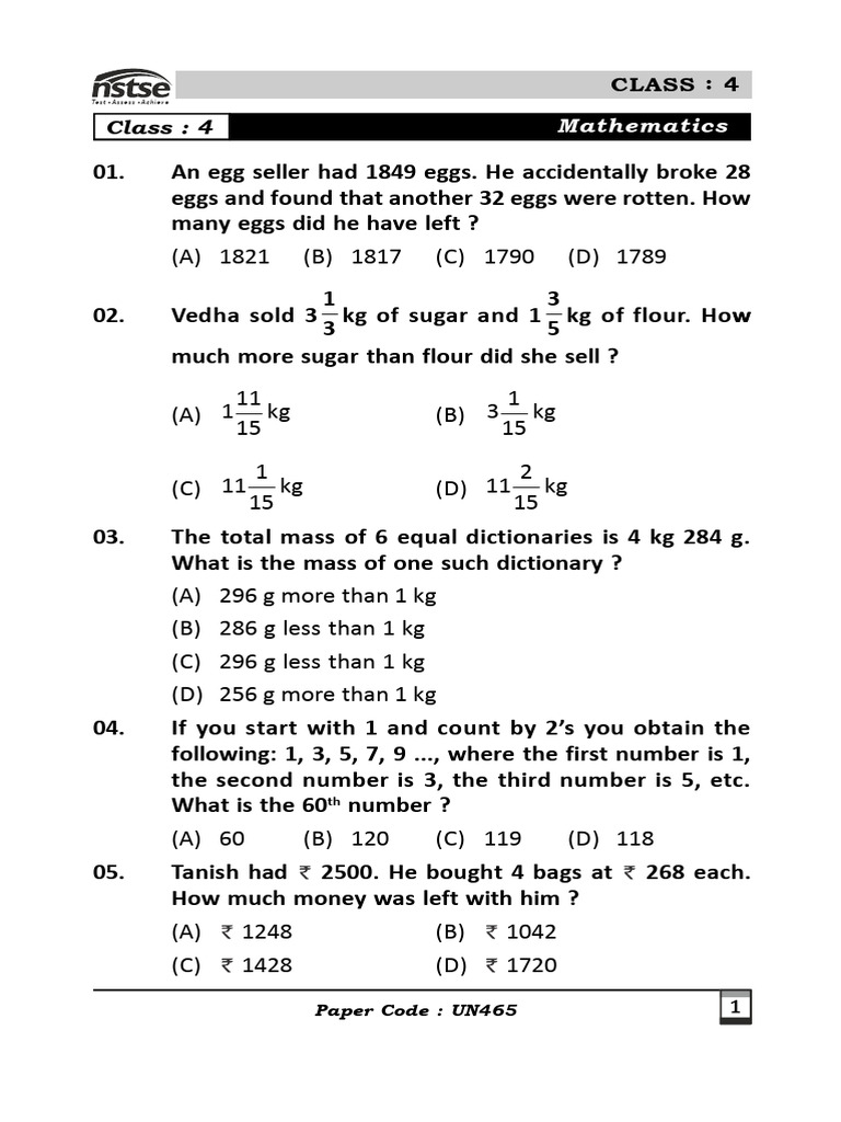 CL 4 NSTSE-2021-Paper 465 | PDF | Foods | Frog