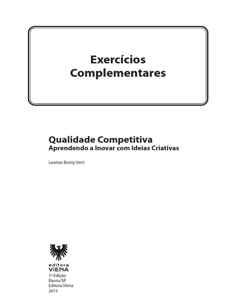 Exercícios Complementares - Qualidade Competitiva | PDF | Qualidade (negócios) | Despesa
