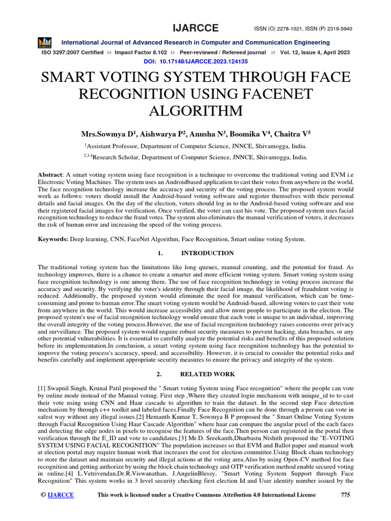 Smart Voting via Face Recognition | PDF | Authentication | Electronic ...