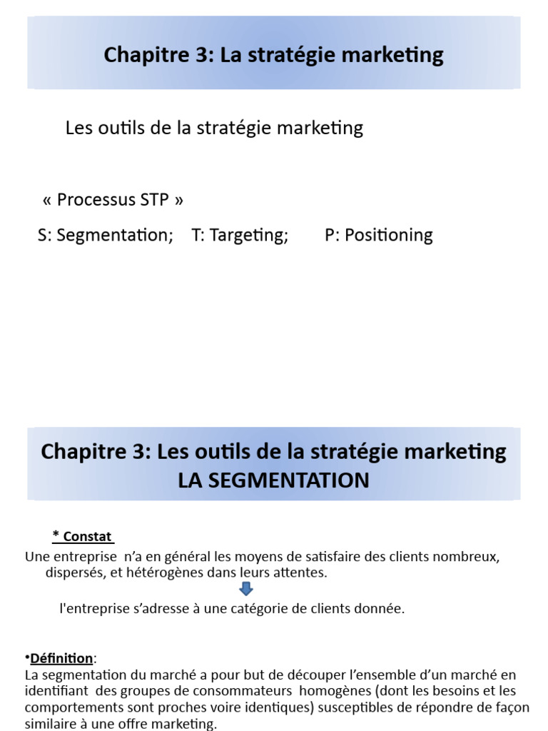 Segmentation Ciblage Positionnement 2 | PDF | Segmentation (marketing) | Stratégie marketing