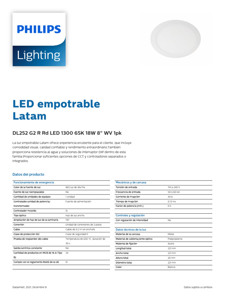 Panel led philips 18w | Descargar gratis PDF | Diodo emisor de luz ...