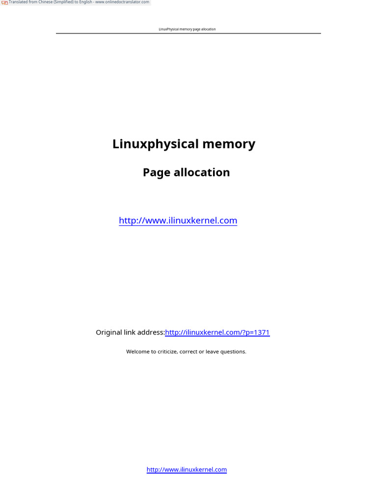 Linux Physical Memory Page Allocation - ZH-CN - en | PDF | Kernel (Operating System) | Process ...