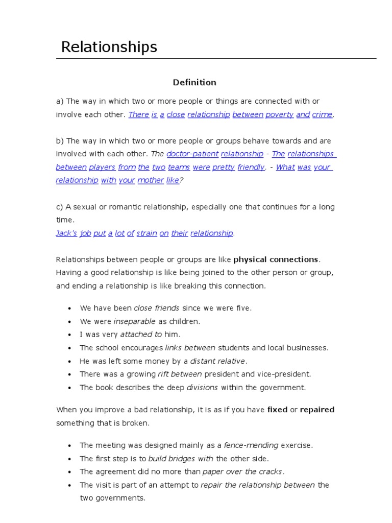 Vocabulary: Relationships | PDF | Family | Romance (Love)