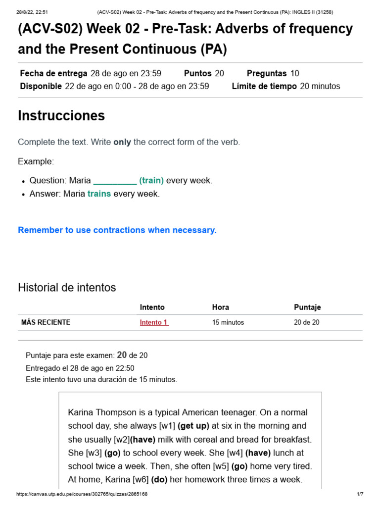 Adverbs & Present Continuous Quiz | PDF | Grammar | Linguistics