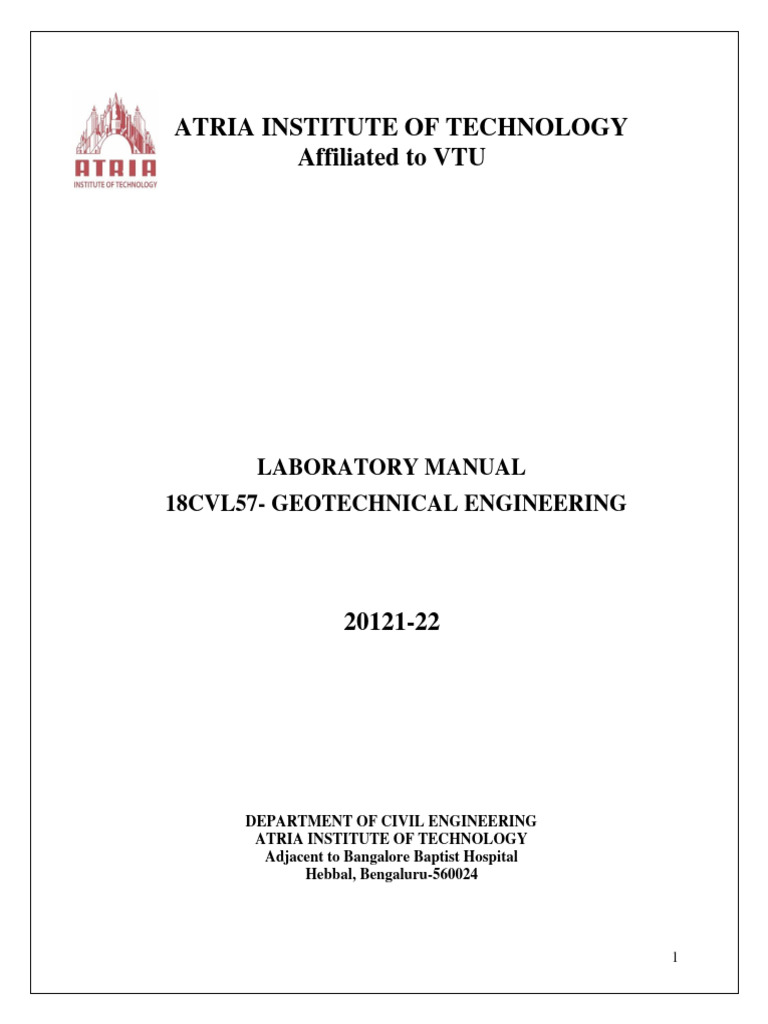 Geotechnical Engineering Lab Manual | PDF | Soil | Applied And ...