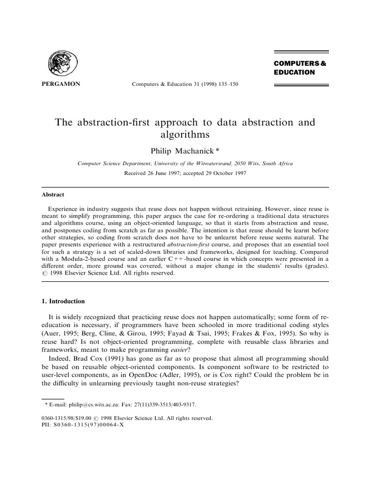 The Abstraction First Approach To Data A Pdf Class Computer