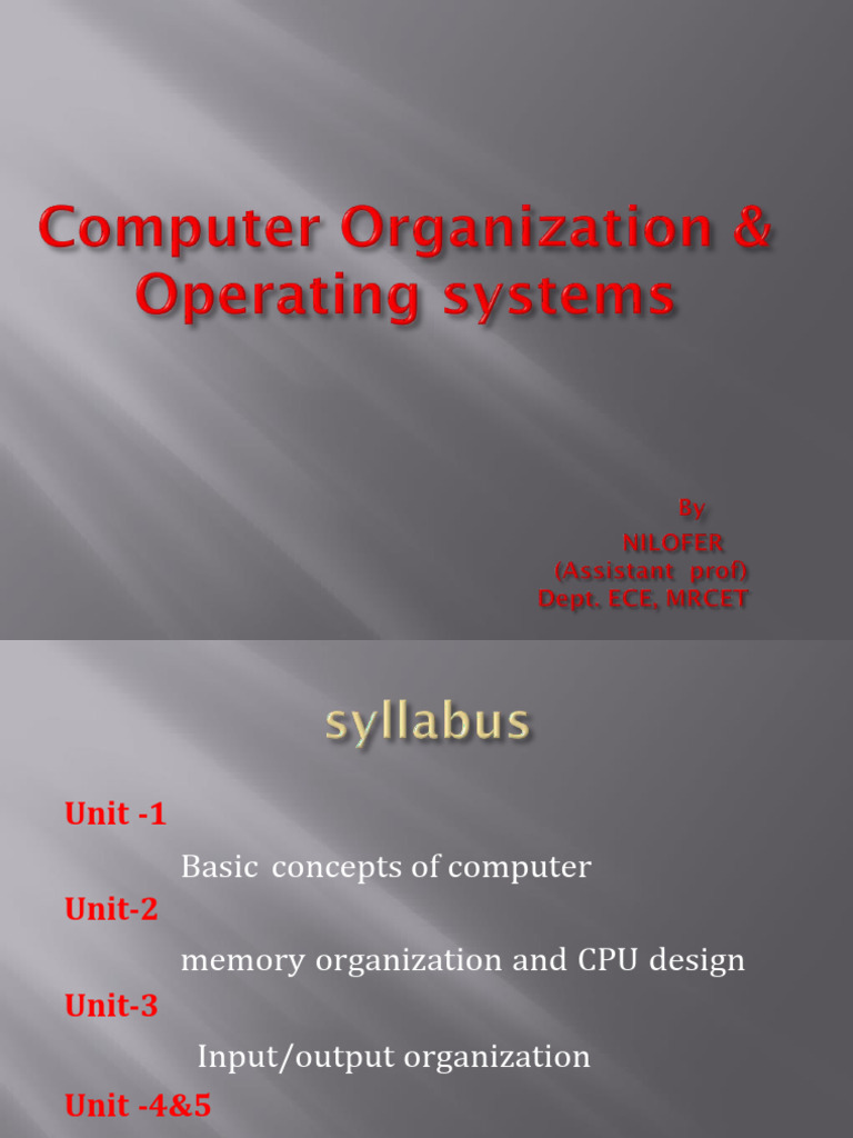 Coos Unit-1 | Download Free PDF | Central Processing Unit | Computer Hardware