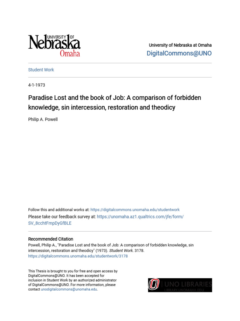 Paradise Lost and The Book of Job - A Comparison of Forbidden Know ...