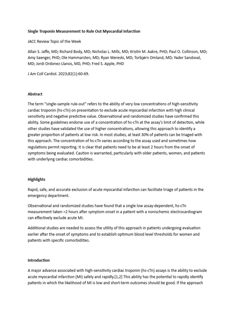 Jaffe | PDF | Coronary Artery Disease | Sensitivity And Specificity