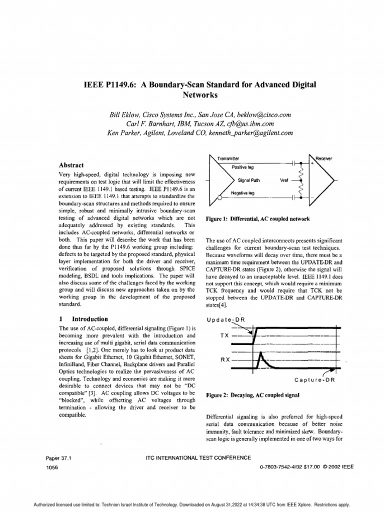 IEEE P1149.6 A Boundary-Scan Standard For Advanced Digital Networks ...