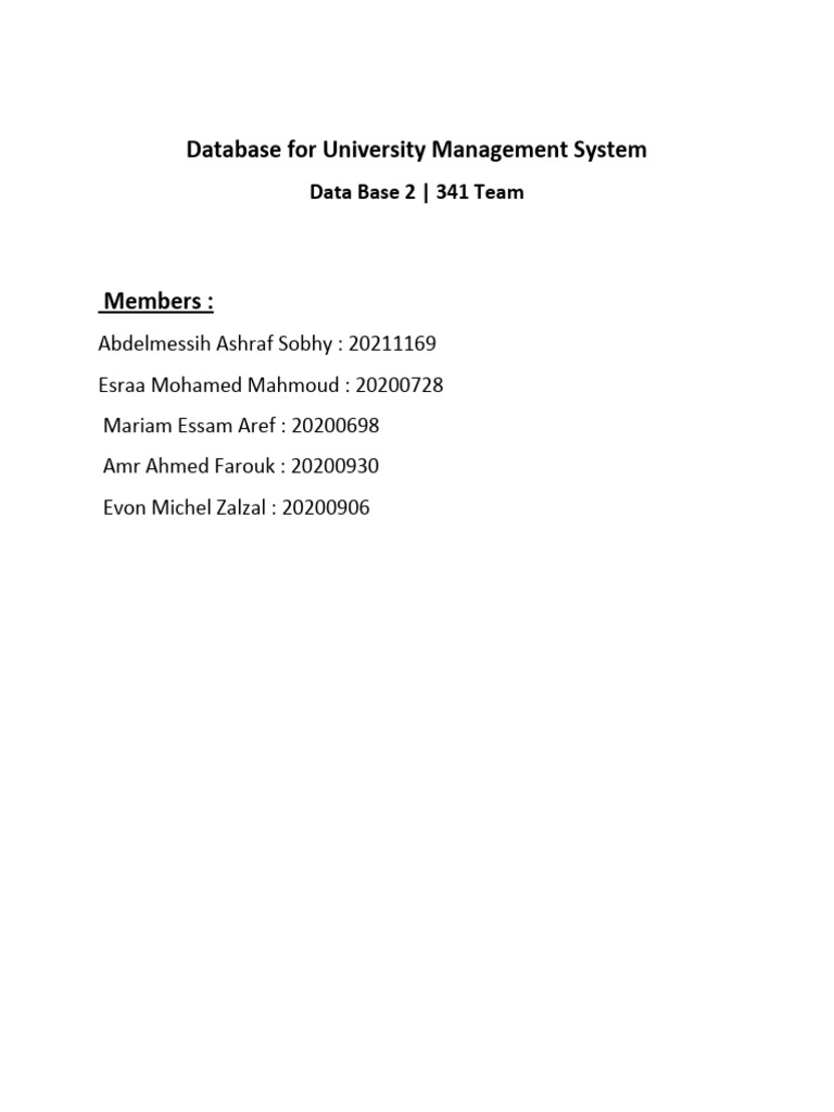 Database For University Management System | PDF | Databases | Database Schema