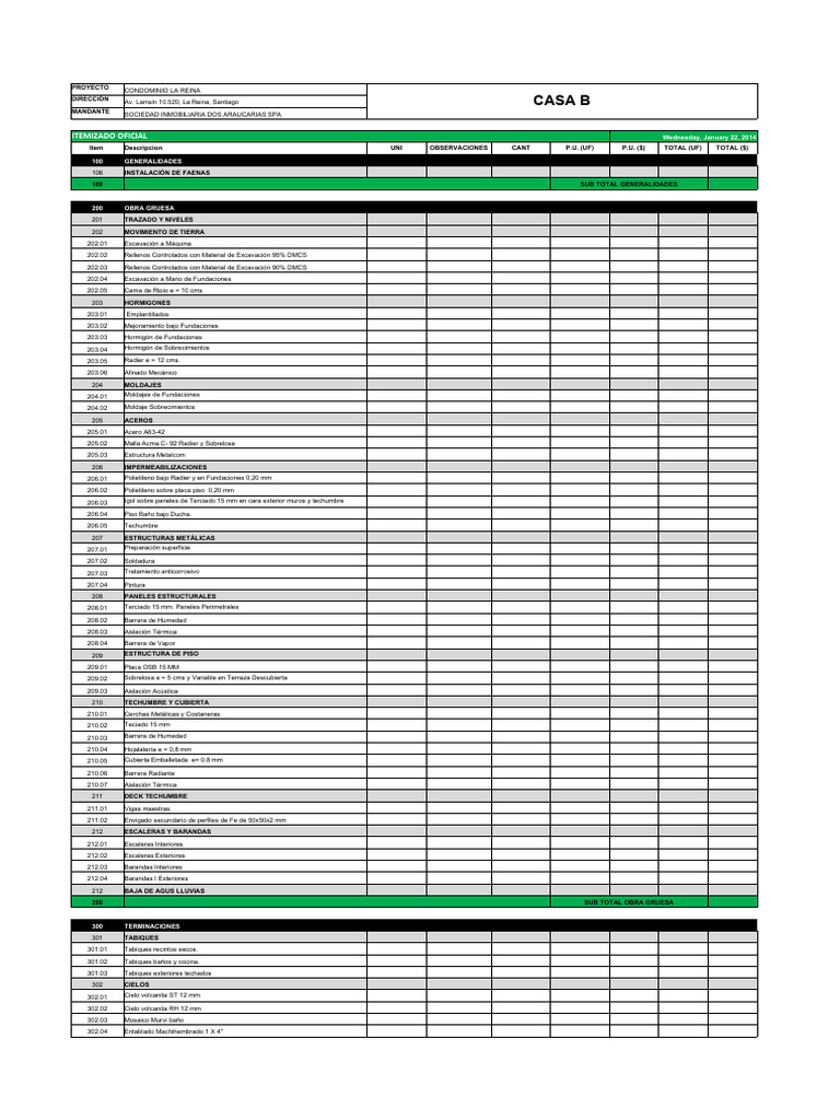 3clr Itemizado Oficial Casa B 22.01.14 | PDF