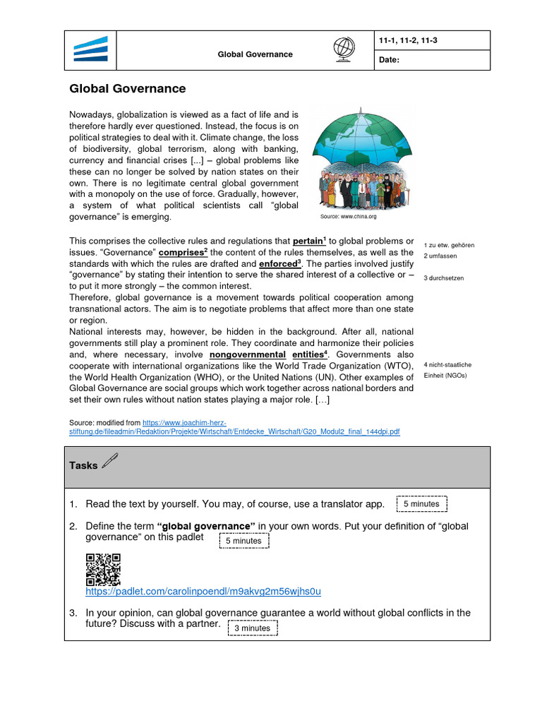 Arbeitsblätter - Global Governance | PDF | World Bank | Nato