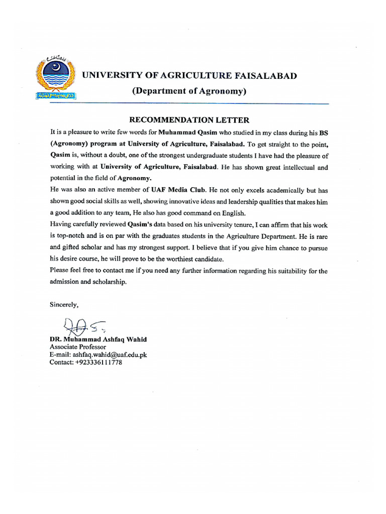 Recommendation Letter 2 | PDF