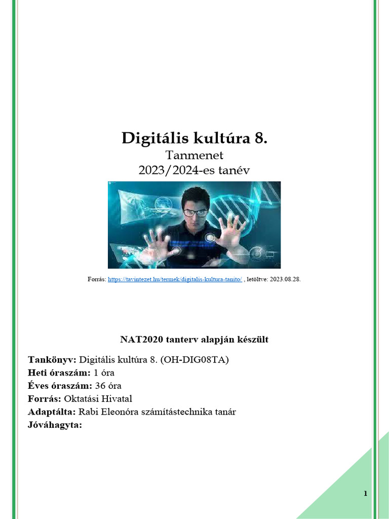 digitális kultúra 8__tanmenet | PDF