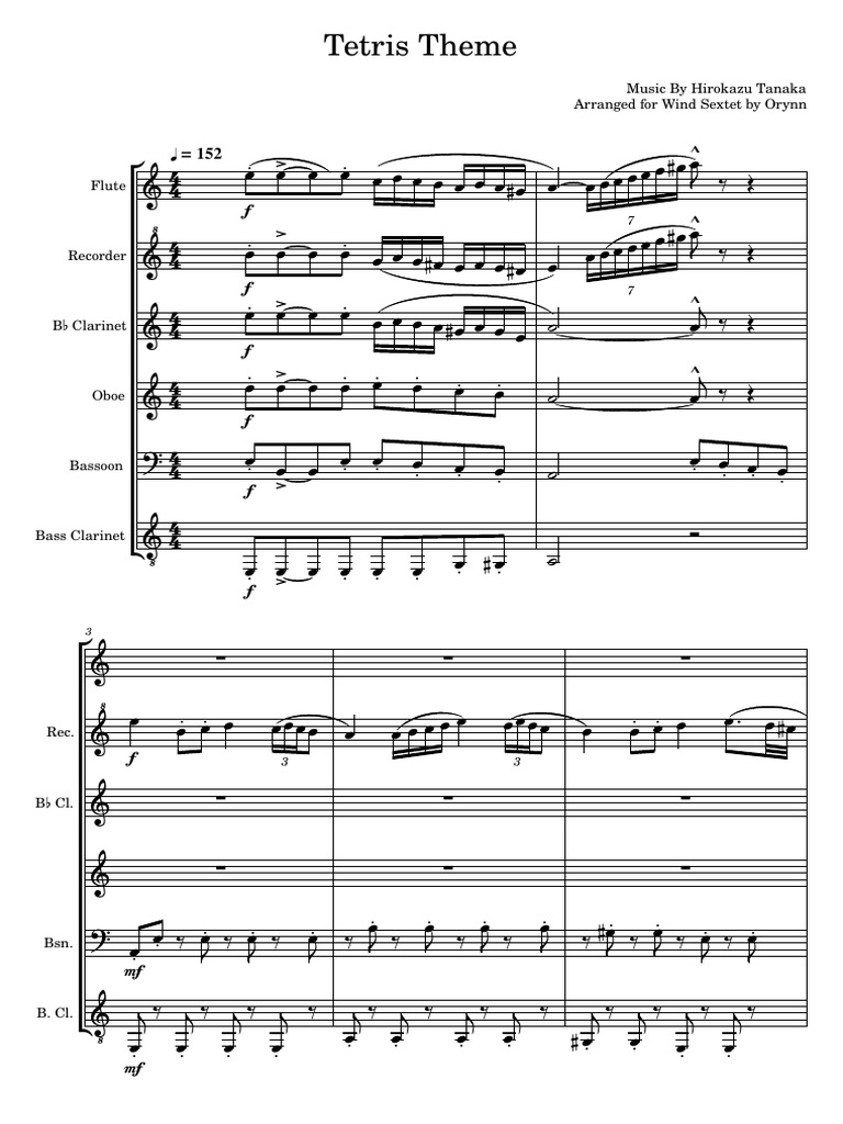 Tetris Theme 1 | PDF | Aerophones | Compositions For Orchestra