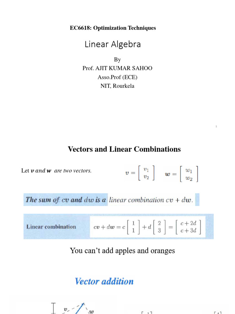 Lecturer1 Optimization Technique | PDF | Linear Subspace | Matrix ...