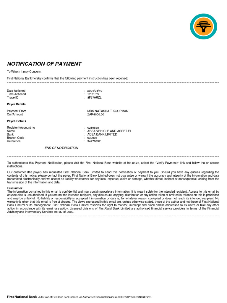 Payment Notification | PDF | Payments | Banks