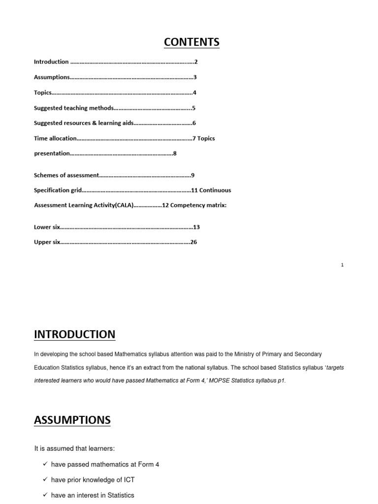 A' Level Hwange Statistics District Based Syllabus | PDF | Probability ...