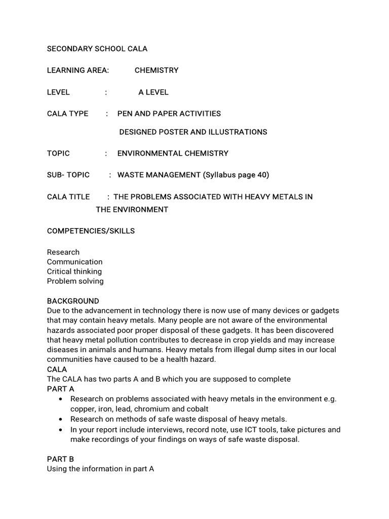 A-Level - Chemistry - Cala D | PDF