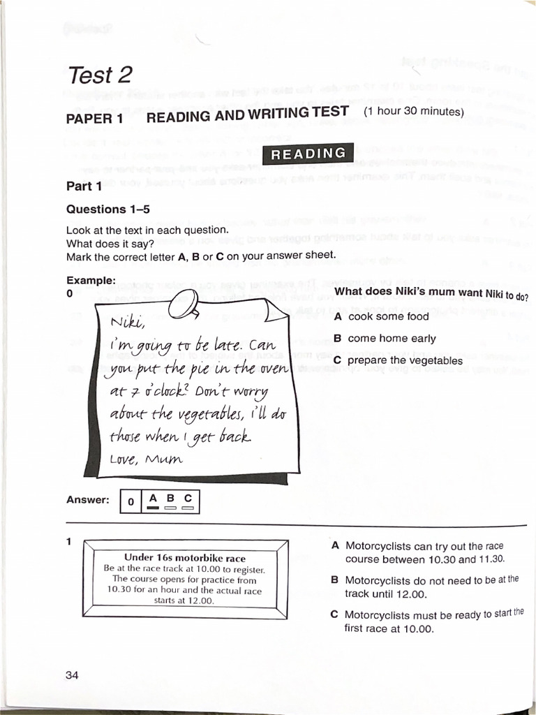 Pet Book 2 Test 2 | PDF