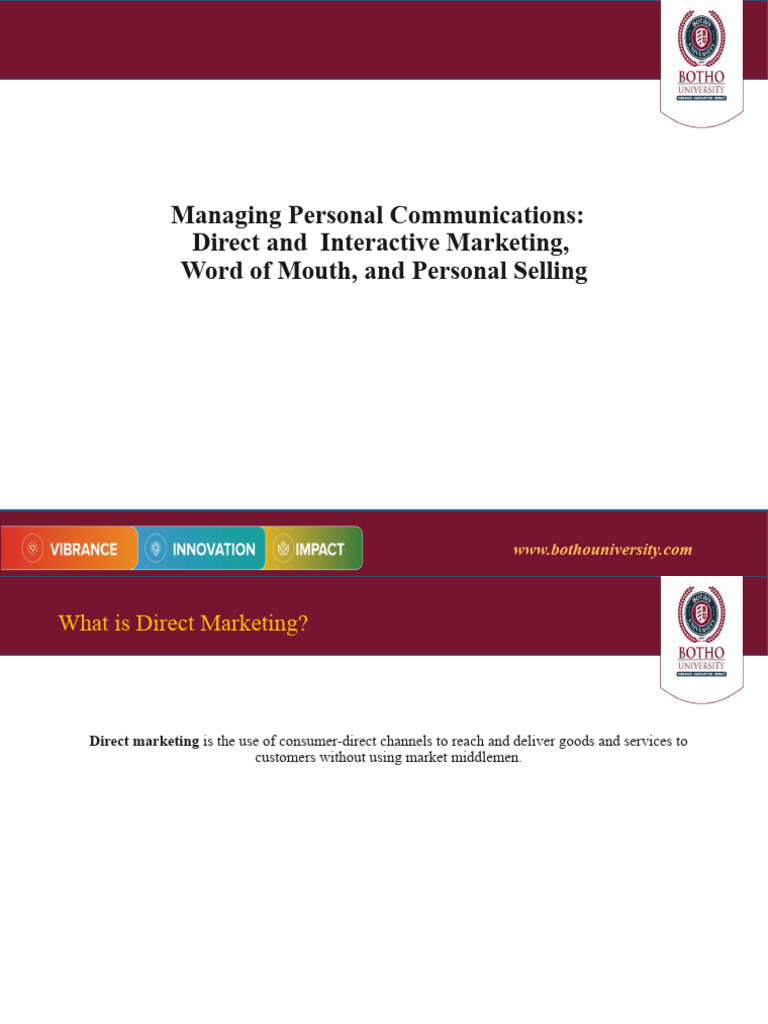 Week 15-Managing Personal Communications | PDF | Direct Marketing | Sales